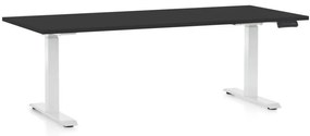 Výškově nastavitelný stůl OfficeTech C, 180 x 80 cm, bílá podnož, černá