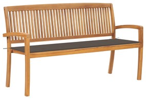 Stohovatelná zahradní lavice s poduškou 159 cm masivní teak,  3063314