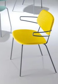 BILLIANI - Dřevěná židle s kovovou podnoží a područkami DOLL STEEL 560