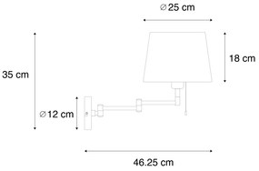 Nástěnné svítidlo černé s černým stínítkem a nastavitelným ramenem - Ladas Deluxe
