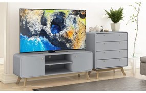 Šedý TV stolek 140x53 cm Caitlin – Støraa