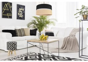 Závěsné svítidlo Juta, 1x jutové/černé textilní stínítko, (fi 40cm), b