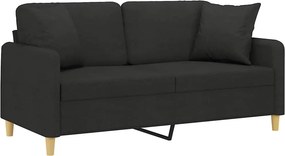 2místná pohovka s polštáři černá 140 cm textil 3200913