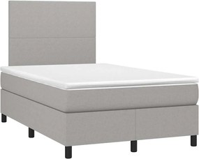 Box spring postel s matrací a LED světle šedá 120x200 cm textil 3134701