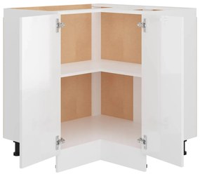 vidaXL Spodní rohová skříňka bílá s leskem 75,5x75,5x81,5 dřevotříska