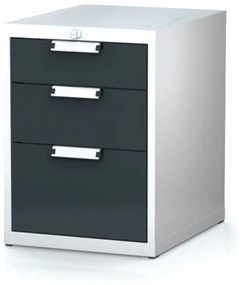 Alfa 3 Dílenský zásuvkový box na nářadí MECHANIC, 3 zásuvky, 480 x 600 x 662 mm, antracitové dveře