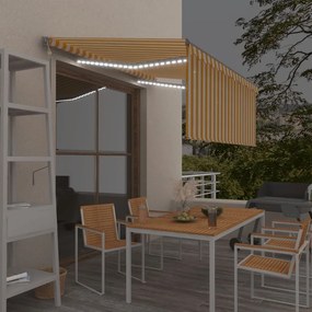 Automatická markýza roleta LED senzor větru 3,5x2,5 m žlutobílá 3069413