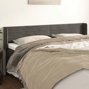 Čelo postele typu ušák tmavě šedé 163x16x78/88 cm samet 3118963