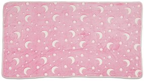 Dětská mikroplyšová svítící deka Hvězdy růžové 150x200 cm