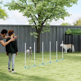 Sada pro trénink agility pro psy PawHut s pytlem z polyesteru 600D bílo modrá 305 x 60 x 94 cm pro psí sporty | Aosom.de