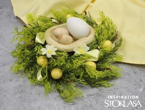 Velikonoční věnec s vajíčky Ø30 cm - 2 zelená sv. zelená