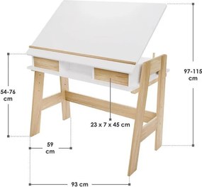 Dětský rostoucí stůl s úložným prostorem, bílý