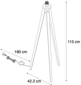 Rustikální stojací lampa stojan ořechové dřevo - Tripod Classic
