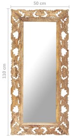 Ručně vyřezávané zrcadlo hnědé 110 x 50 cm masivní mangovník - Default Title