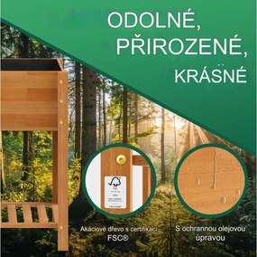 Vyvýšený záhon Raidy 100 cm z akáciového dřeva hnědý