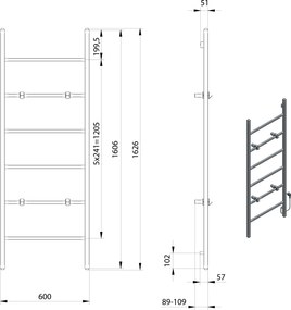 Sapho Sapho, BARBO elektrický sušák 600x1600 mm, 160 W, hranatý, černá mat, BB906
