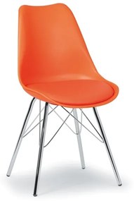 Plastová konferenční / jídelní židle s koženým sedákem CHRISTINE, oranžová