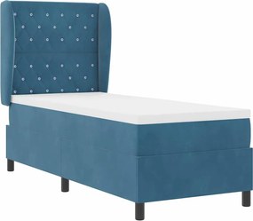 Postel s boxspringem s čelo Tmavě modrá 200 x 80 cm samet 3340848