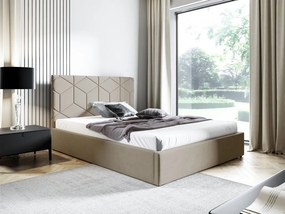Eka Čalouněná postel BOX 120x200 cm Barva látky Trinity: Světle béžová (Trinity 2303), Úložný prostor: Bez úložného prostoru