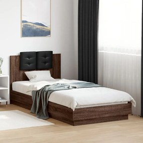 Rám postele s čelem hnědý dub 100 x 200 cm kompozitní dřevo 3209939