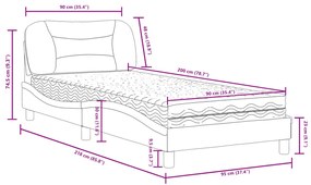 Postel s matrací tmavě šedá 90 x 200 cm textil,  3208507