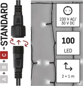 Emos D1EC01 CONNECT / LED světelná opona / 100 LED / 1x2 m / IP44 / st