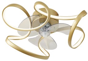 Stropní ventilátor mosazný 55 cm vč. LED stmívatelný s dálkovým ovládáním - Mandy
