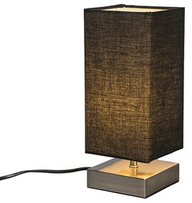 Moderní stolní lampa černá s ocelí - Milo