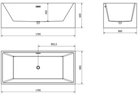 Mexen Vigo, volně stojící vana 178,5 x 80 cm, bílá, chromový přepad, 51251788000-01