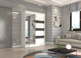 ADRK Furniture Posuvná skříň se zrcadlem a lacobelem TOURA 150 ADRK-SW-TOU-WBL-150