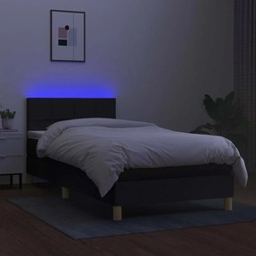 Box spring postel s matrací a LED černá 90x190 cm textil 3133679