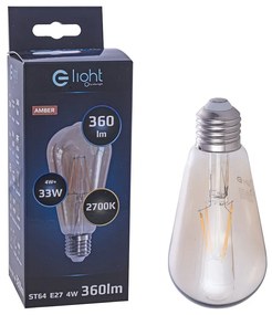 Dekorační LED žárovka E27 teplá 2700k 4w 400 lm jantarová