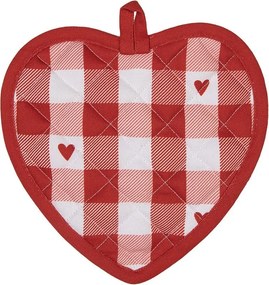 Bílo-červená chňapka - podložka se srdíčky Love It - 20*20 cm
