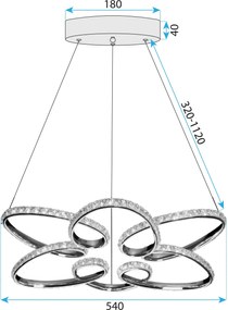 Toolight Toolight, LED stropní osvětlení 54cm, 48W, 4000K, G002-CP, chromová, OSW-09743