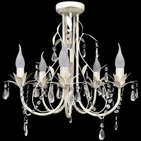 Elegantní, křišťálový lustr bílý na pět žárovek 240687