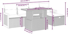 6dílná zahradní sedací souprava s poduškami šedá polyratan 3276245