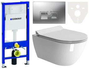 AKCE/SET/LIVERO Geberit - Modul pro závěsné WC Duofix Delta 12 s tlačítkem Delta50, matná chrom +PURA závěsná WC mísa, Swirlflush, 50x36cm, bílá Extr…