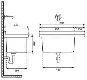 Technický dřez - závěsná výlevka ZLEW 60 (60x34 cm) Hydroland