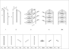 Bambusová police pro koupelnu, rohová police