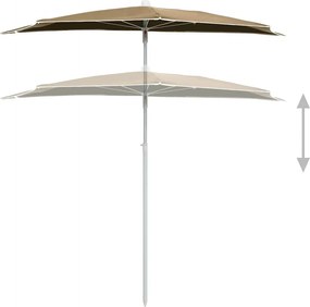 Zahradní půlkruhový slunečník s tyčí 180 x 90 cm taupe 315562