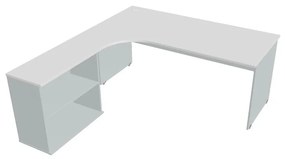 Sestava stolu a skříně pravá 180 cm - Hobis Gate GE 1800 H P Dekor stolové desky: bílá, Dekor lamino podnože: šedá