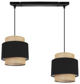 Závěsné svítidlo Boho, 2x jutové/černé textilní stínítko