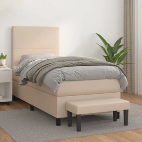 Box spring postel s matrací cappuccino 80 x 200 cm umělá kůže