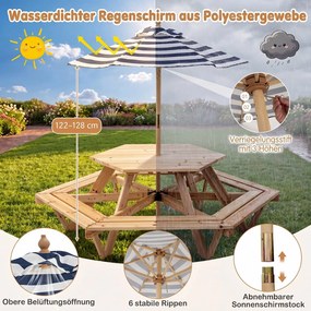 Costway Dětský piknikový stůl šestihranná dětská sedací skupina s odnímatelným