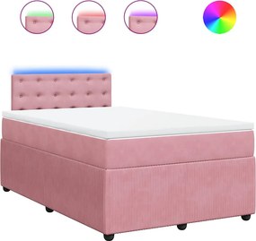 Box spring postel s matrací růžová 120x190 cm samet 3290003