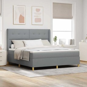 Postel s boxspringem s čelo Světle šedá 180 x 200 cm textil 3341847