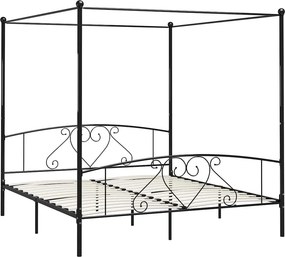 Rám postele s nebesy černý kovový 180 x 200 cm 284438