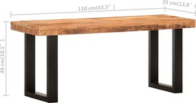 Lavice 110 cm masivní hrubé mangovníkové dřevo a ocel 286460