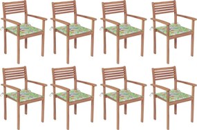vidaXL Stohovatelné zahradní židle s poduškami 8 ks masivní teak [3072601] Barva: krémová
