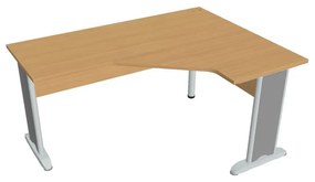 Stůl ergo lomený levý 160×120/60 cm - Hobis Cross CEV 60 L Dekor stolové desky: buk, Dekor lamino podnože: buk, Barva nohou: Stříbrná